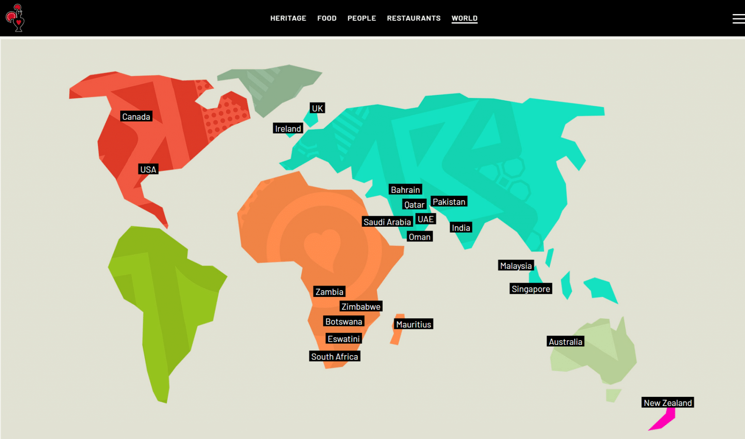 Nando's World Map - YellowBreak.com